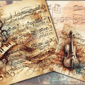 Vintage Music Sheet Junk Journal Paper, Old Music Papers Vintage ...