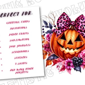 Watercolor Pink Halloween Pumpkin Clipart Bundle Pink Coquette ...