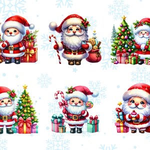 Watercolor Santa Claus Clipart Bundle, Christmas Santa Clipart, 35 Cute ...