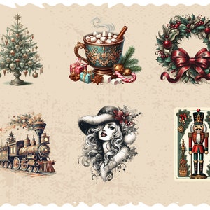 57 Retro Vintage Christmas Clipart Bundle, Vintage Christmas PNG, Retro ...
