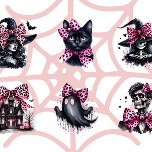 Watercolor Pink Halloween Clipart Bundle Pink Coquette Halloween ...