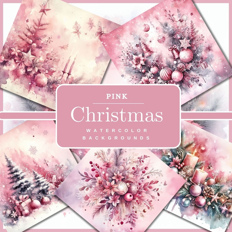 40 Pink Christmas Junk Journal Papers Christmas Digital Papers ...