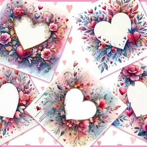 Valentine Watercolor Border Clipart Backgrounds Heart Floral Frame ...