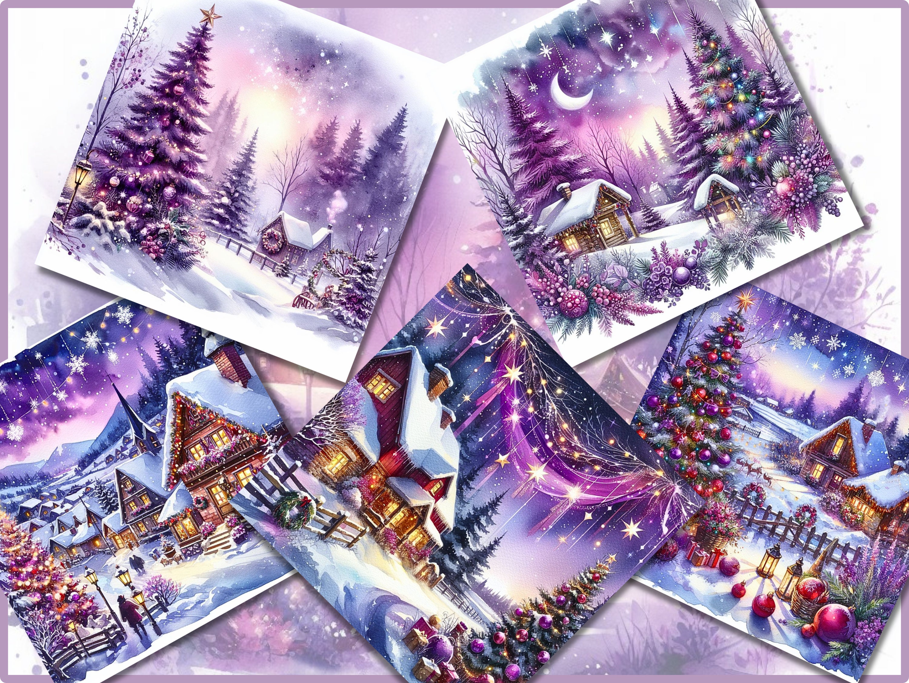 Watercolor Winter Scene Backgrounds Christmas Scene Backgrounds Artful ...