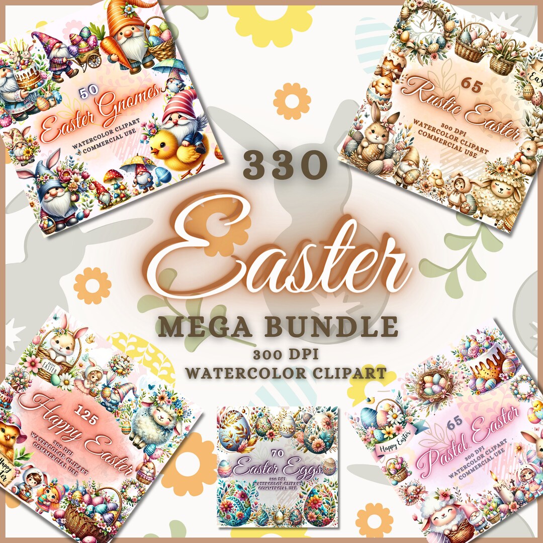 330 Watercolor Easter Clipart Bundle, Easter MEGABUNDLE, Easter Png ...