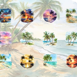 48 Watercolor Summer Tropical Beach Clipart Bundle, Summer Tropical Png ...