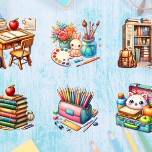 Back to School PNG Bundle, Watercolor Back to School Clipart Bundle ...