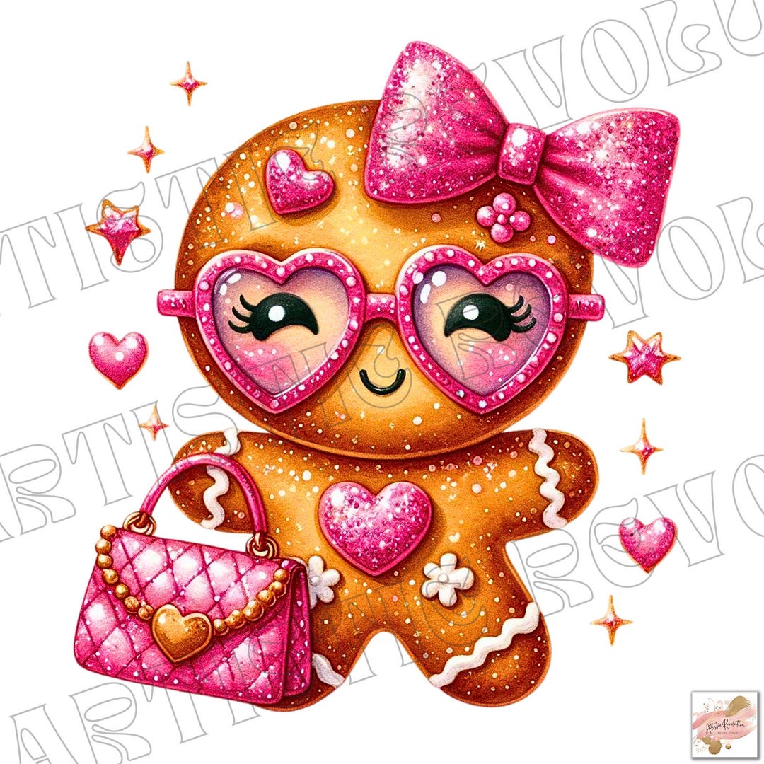 Coquette Gingerbread Girl Png Christmas Gingerbread Man Clipart Glitter ...