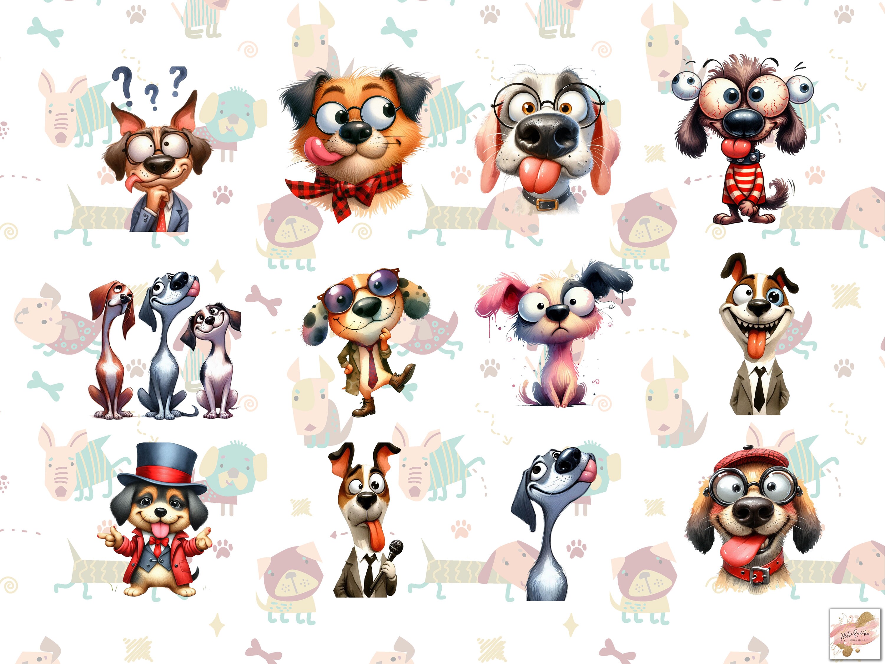 56 Cute & Funny Dogs Clipart Bundle, Cute Dogs Clipart Funny Dog Png ...