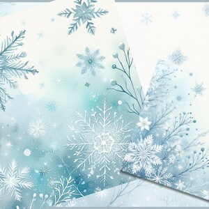 51 Winter Snowflakes Digital Papers Watercolor Snowflake Backgrounds ...