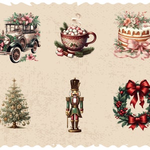 57 Retro Vintage Christmas Clipart Bundle, Vintage Christmas PNG, Retro ...
