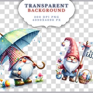 50 Watercolor Easter Gnomes Clipart Bundle, Cute Easter Clipart Bundle ...