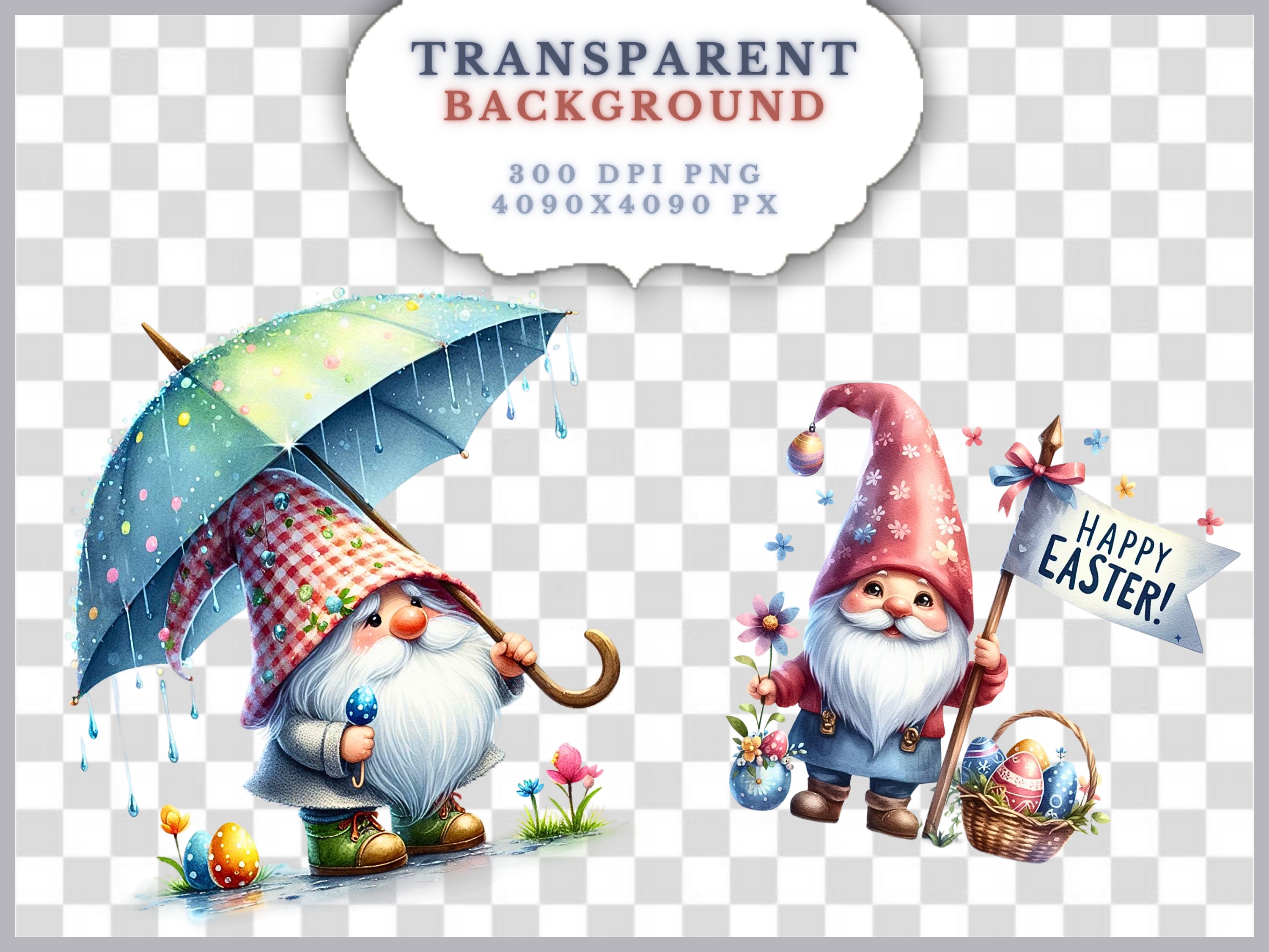 50 Watercolor Easter Gnomes Clipart Bundle, Cute Easter Clipart Bundle ...