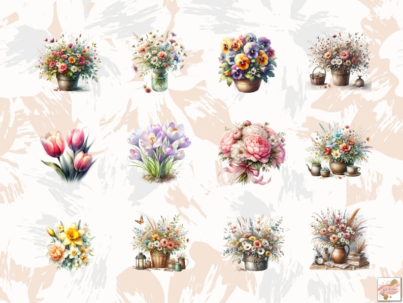 71 Watercolor Spring Flowers Clipart Bundle, Wildflowers Clipart Bundle ...