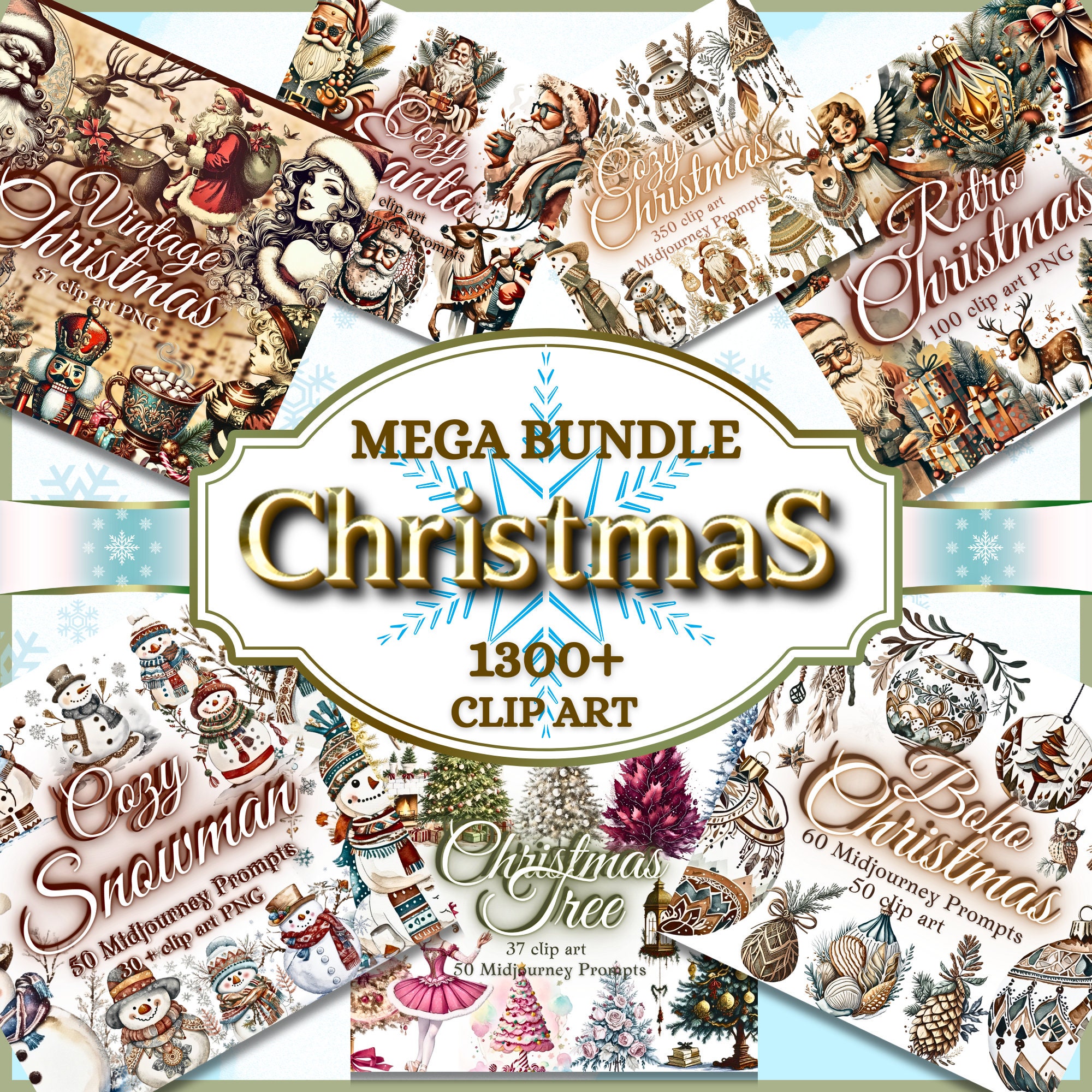 1300 Christmas Clipart MEGA BUNDLE PNG Watercolor Christmas - Etsy