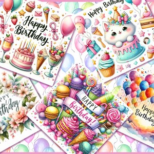 50 Happy Birthday Digital Papers Birthday Papers, Birth Day Prints ...