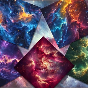 55 Galactic Nebula Digital Paper Pack, Starry Sky Space Backgrounds ...