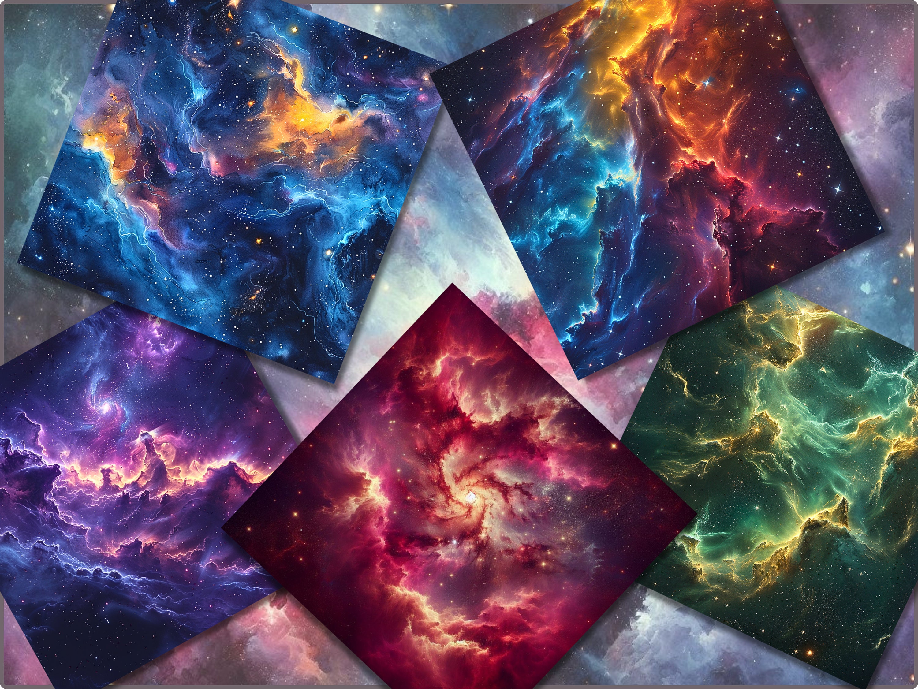 55 Galactic Nebula Digital Paper Pack, Starry Sky Space Backgrounds ...