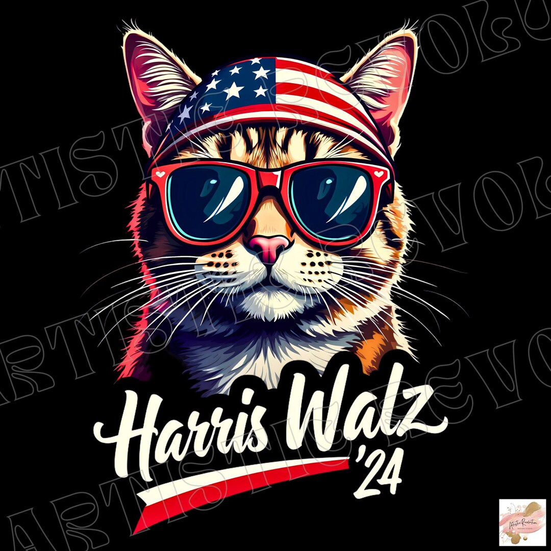 Kamala Harris Tim Walz PNG, Cat Lady for Kamala Png, Kamala Harris for ...