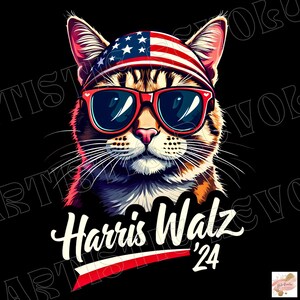 Kamala Harris Tim Walz PNG, Cat Lady for Kamala Png, Kamala Harris for ...