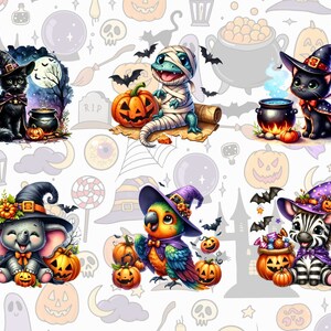 Watercolor Halloween Animals Clipart Bundle, Cute Halloween Clipart ...