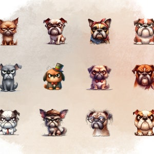 Funny Grumpy Dogs Clipart Bundle, Cute Funny Dog Png Bundle, Watercolor ...