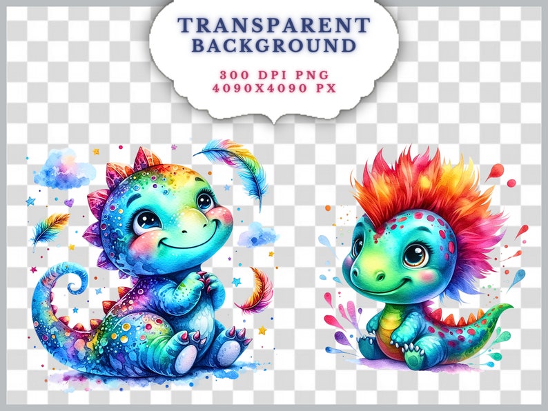 Cute Watercolor Dinosaurs Clipart Bundle, Baby Dinosaurs Clipart, Cute ...