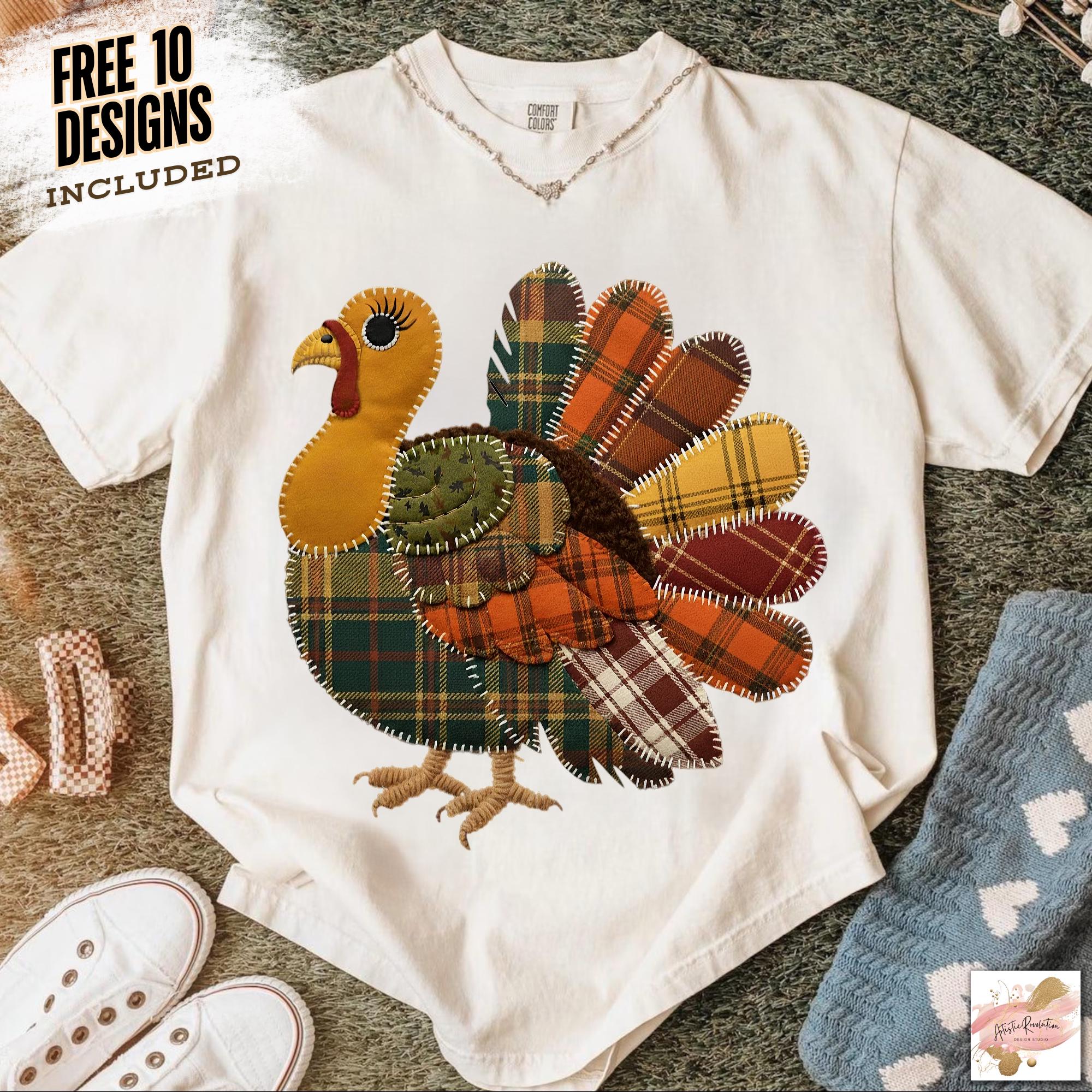 Patchwork Turkey Png, Patchwork Plaid Thanksgiving PNG, Preppy ...