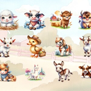 70 Watercolor Cute Baby Farm Animals Clipart Bundle, Cute Baby Farm ...