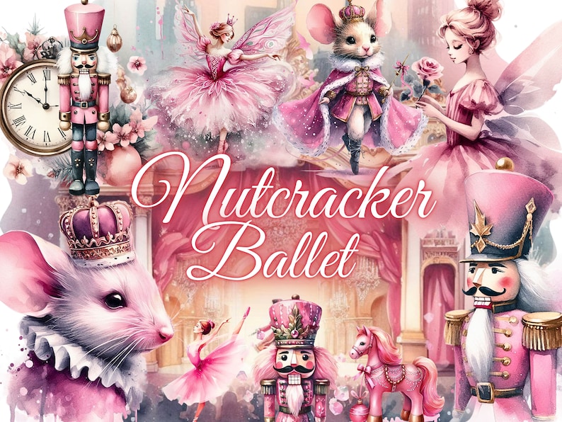Christmas Pink Nutcracker Clipart Bundle, Ballet Clipart, Nutcracker ...