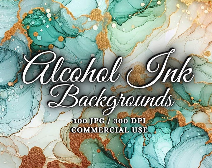 100 Alcohol Ink Background Clipart Bundle, Watercolor Textured ...