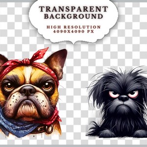 Funny Grumpy Dogs Clipart Bundle, Cute Funny Dog Png Bundle, Watercolor ...