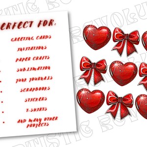 Red Coquette Glitter Valentine Png, Red and Gold Heart Valentines Png ...