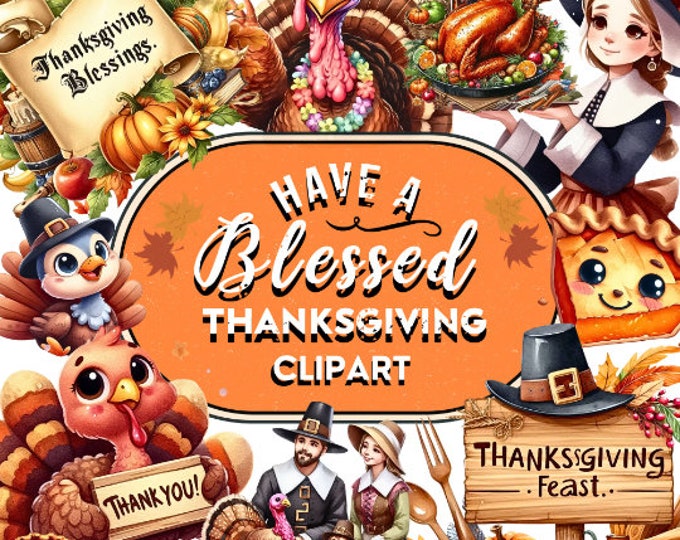 40+ Thanksgiving Clipart Bundle Turkey Clipart, Thanksgiving Meal ...