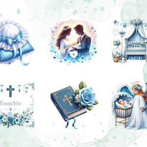 59 Watercolor Baby Boy Baptism Clipart Bundle, Boy Christening PNG ...
