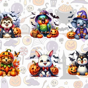 Watercolor Halloween Animals Clipart Bundle, Cute Halloween Clipart ...