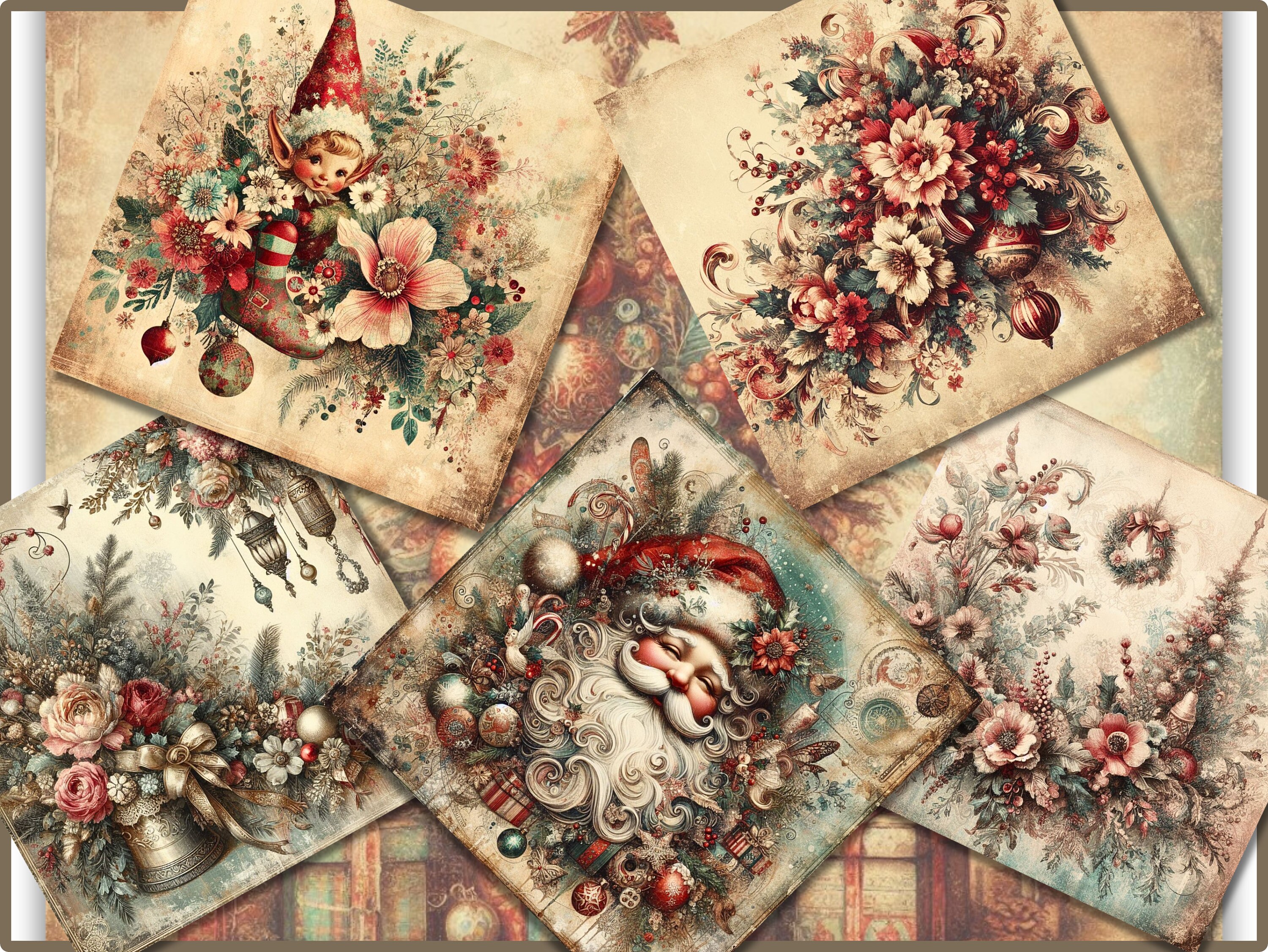 Classic Vintage Christmas Junk Journal Kit Printable Journal Pages ...