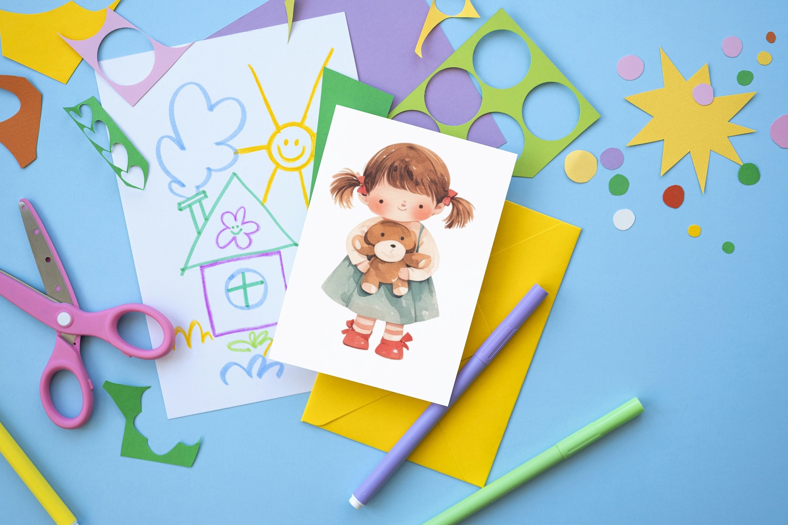 28 Cute Hand-drawn Watercolor Children Clipart Bundle, Children Clipart ...