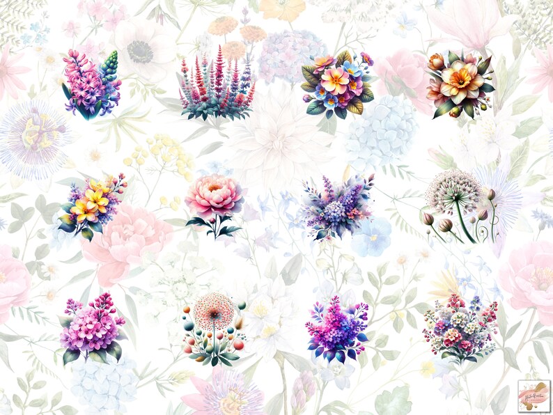 200 Watercolor Spring Flowers Clipart Bundle, Spring Wildflowers Png ...