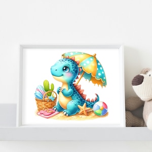 Watercolor Summer Beach Cute Animals Clipart Bundle, Summer Clipart ...