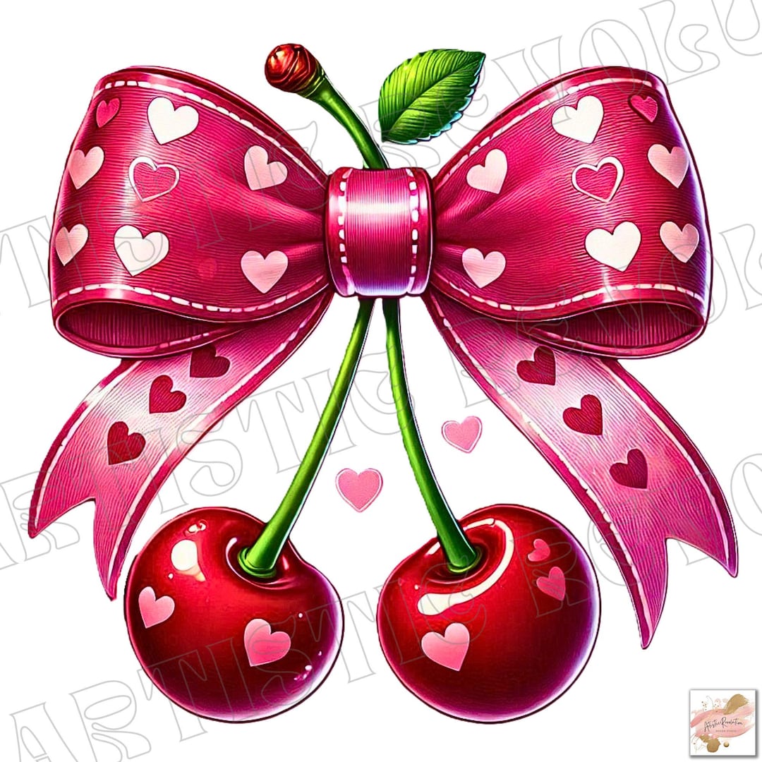 Cherry Love Png, Pink Valentine Coquette Heart Png, Trendy Valentines ...