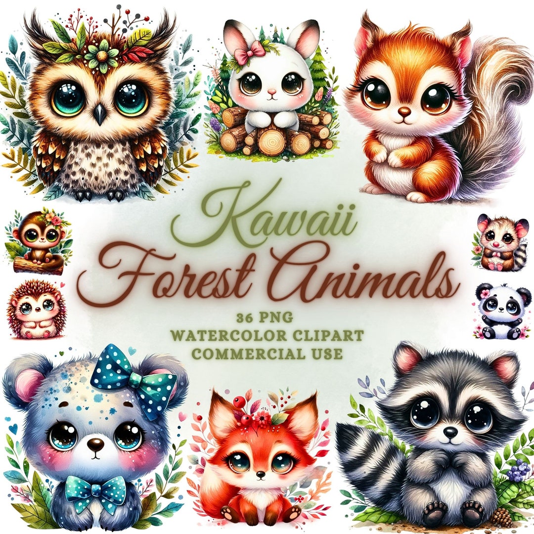 Woodland Animals Clipart Bundle, Woodland Animals Png Bundle, Forest ...