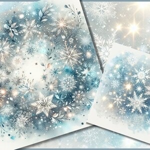 51 Winter Snowflakes Digital Papers Watercolor Snowflake Backgrounds ...