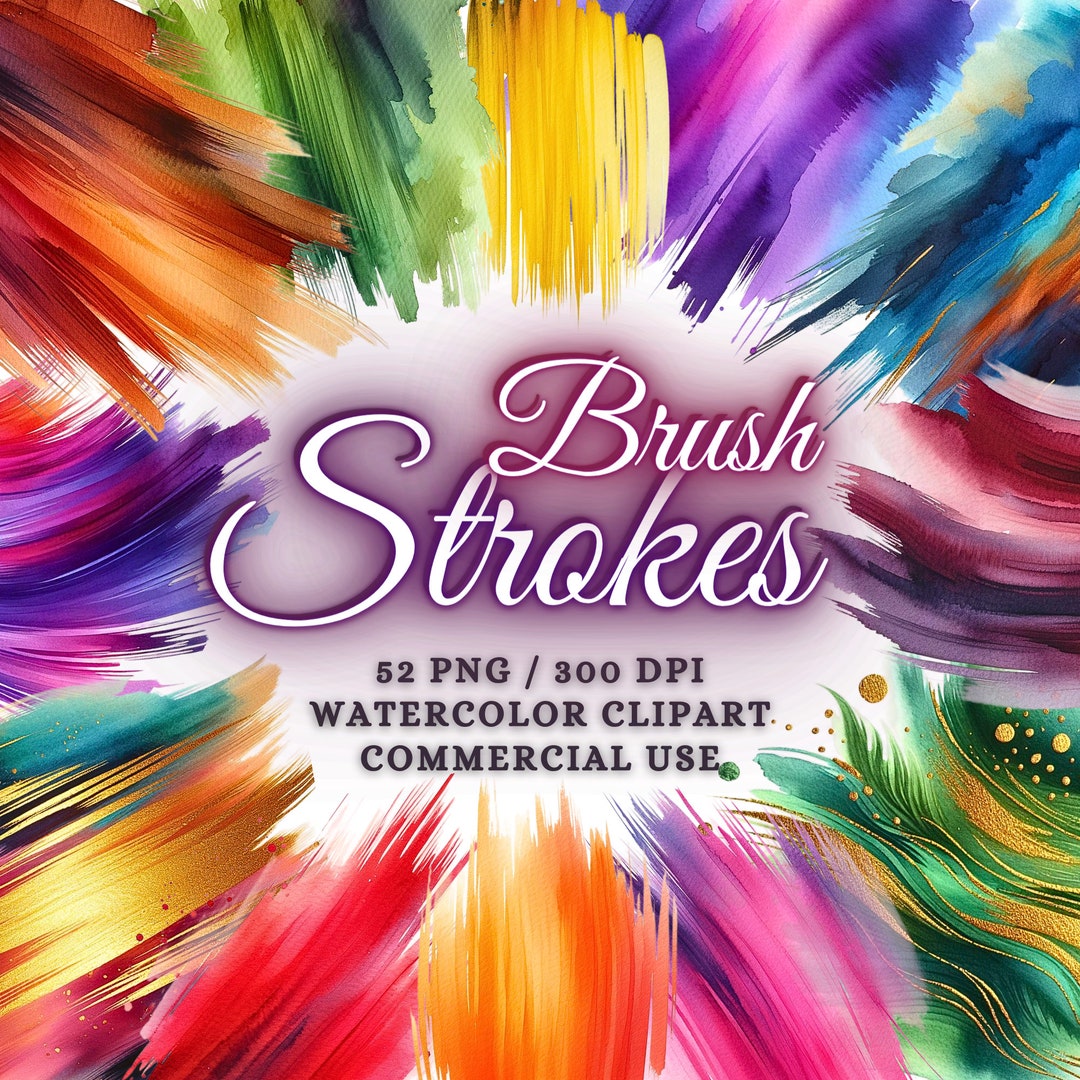 57 Watercolor Brush Strokes Clipart Bundle, Paint Brush Stroke Png ...