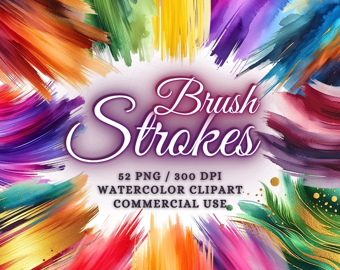 Watercolor Clipart,rainbow Clipart,brush Stroke Clipart,splashes and ...