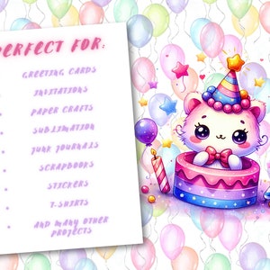 62 Cute Kawaii Birthday Clipart Bundle, Kawaii Birthday Png, Happy ...
