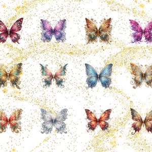 51 Watercolor Butterflies Clipart Bundle, Glitter Butterflies, Floral ...