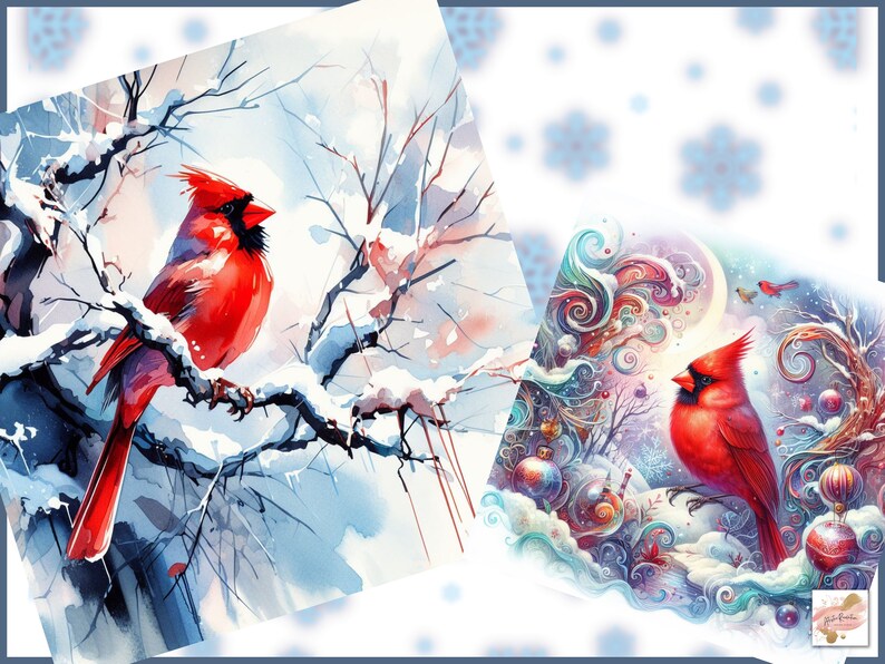 Winter Cardinal Junk Journal Pages Winter Cardinals Digital Paper ...