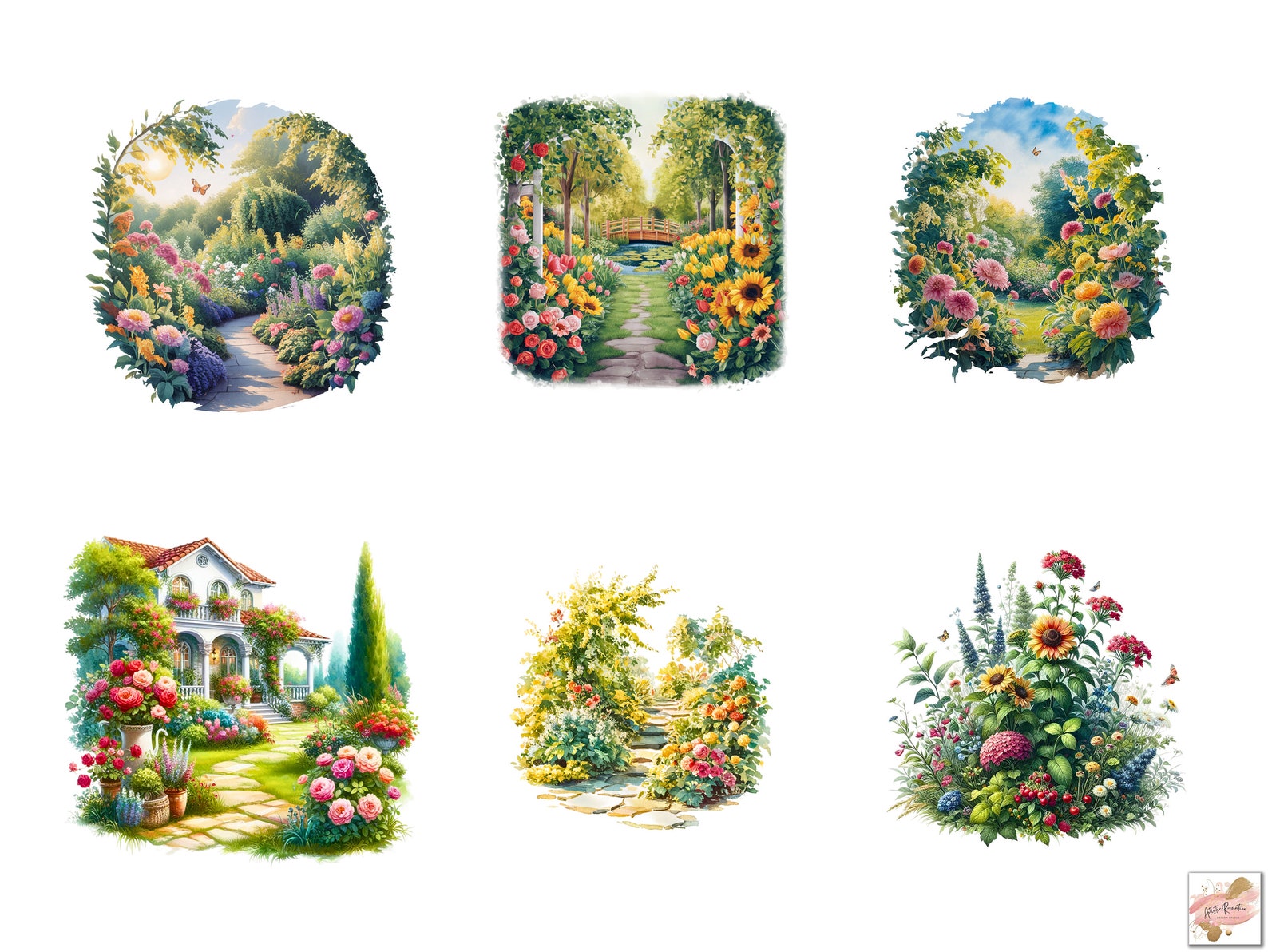 Watercolor Summer Garden Clipart Bundle, Gardening Clipart, Summer ...