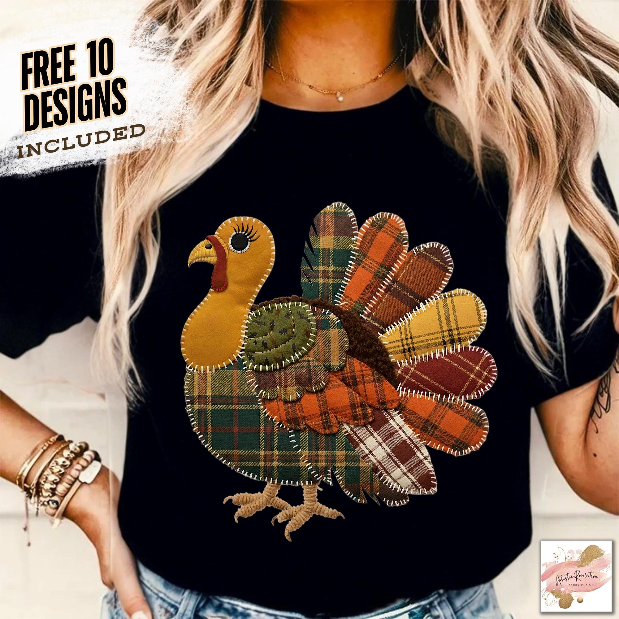Patchwork Turkey Png, Patchwork Plaid Thanksgiving PNG, Preppy ...